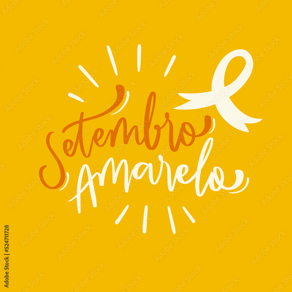 Vetor de Setembro Amarelo. Yellow September. Brazilian Portuguese Hand ...