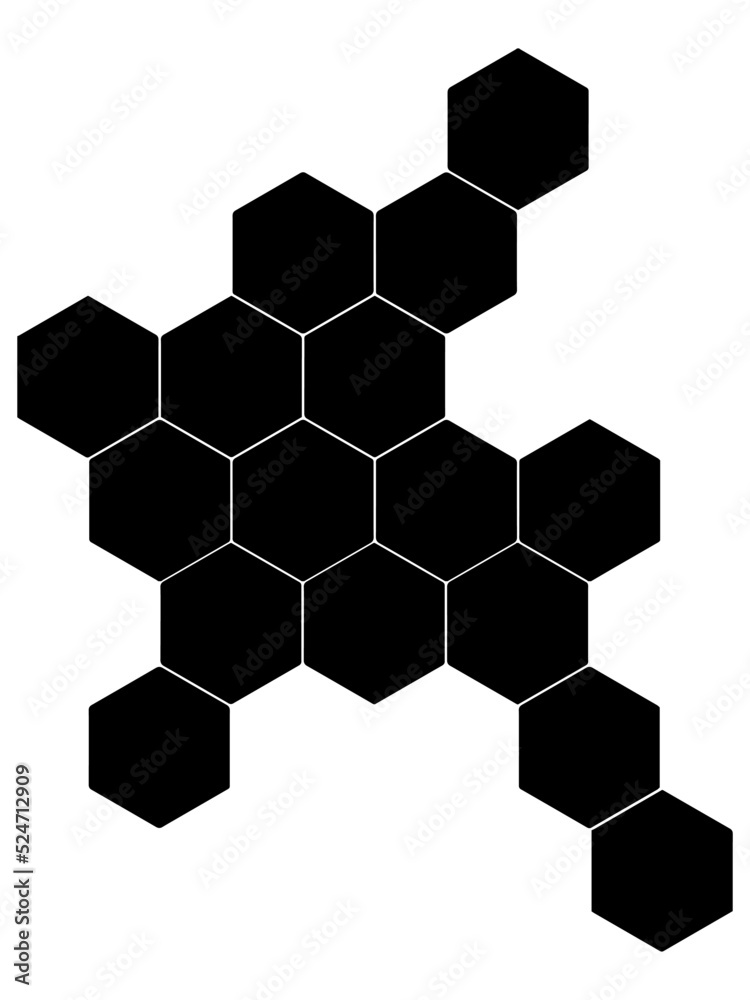 Black hexagon, honeycomb, design element, shapes, pattern with no ...