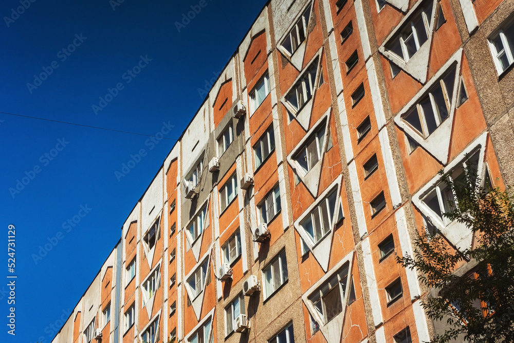 soviet building in tashkent. old district of tashkent. housing ...