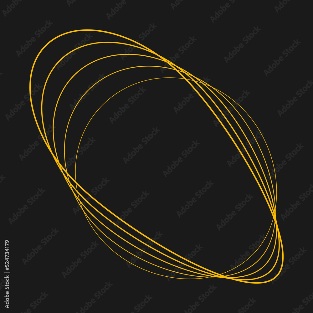 Abstract deformed yellow lines in oval form. Vector illustration ...