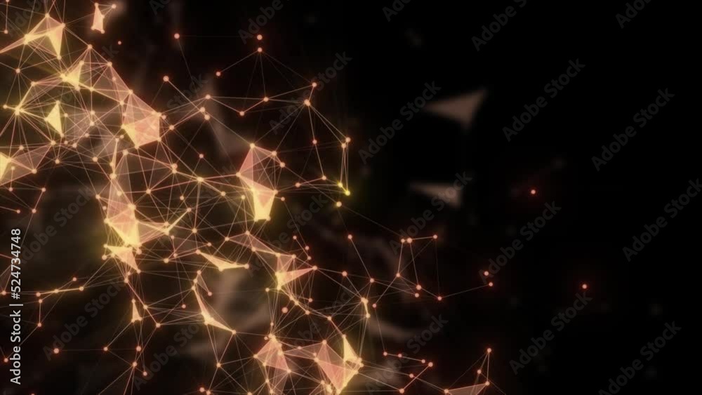 Vidéo Stock Geometric abstract background with connected,plexus networks moving against black ...