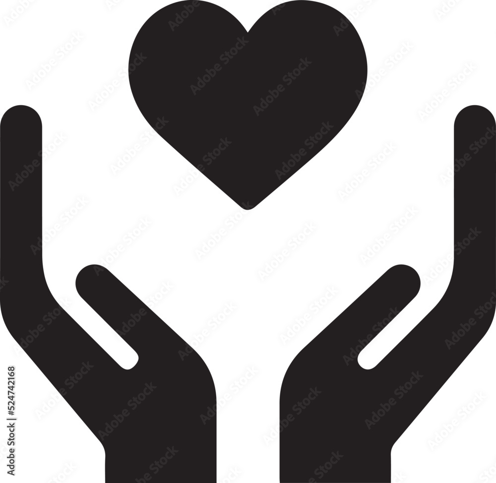 Heart in hand icons. Heart in hand icons set. Hands holding heart icon ...