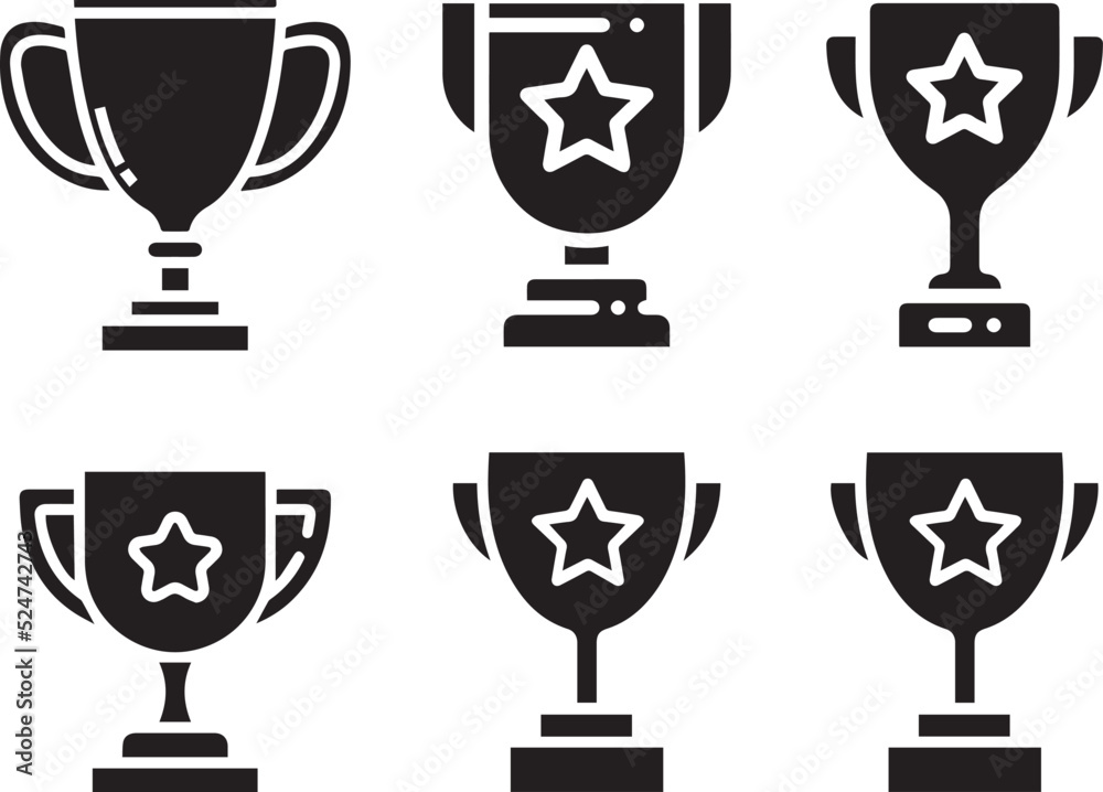 trophy icon set. Award and Prize icons. Trophy and Achievement vector ...