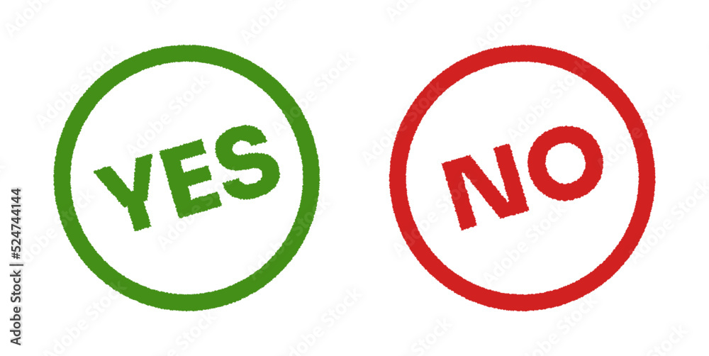 Yes and No stamp icon. Yes and No rubber stamp outline circle symbol ...