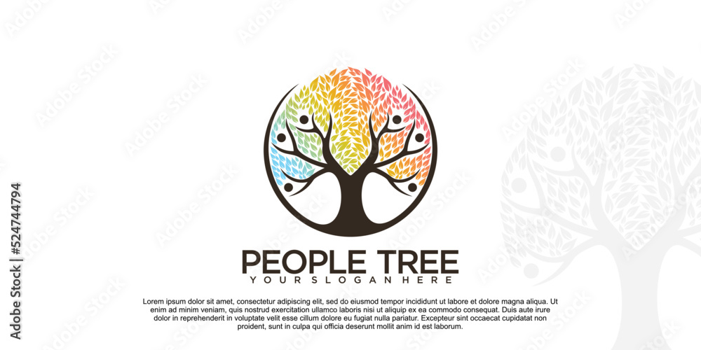 People tree vector logo design template Premium Vector Stock Vector ...