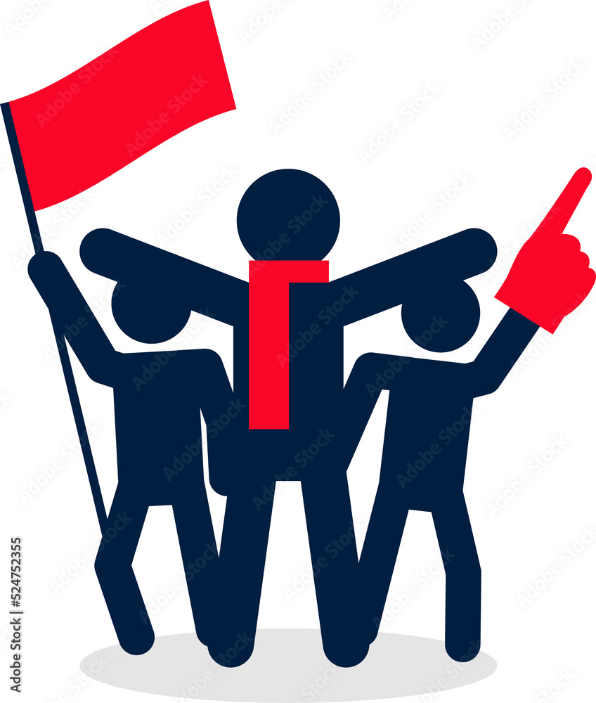 Stick figures of sport fans cheering team. Stock Illustration | Adobe Stock