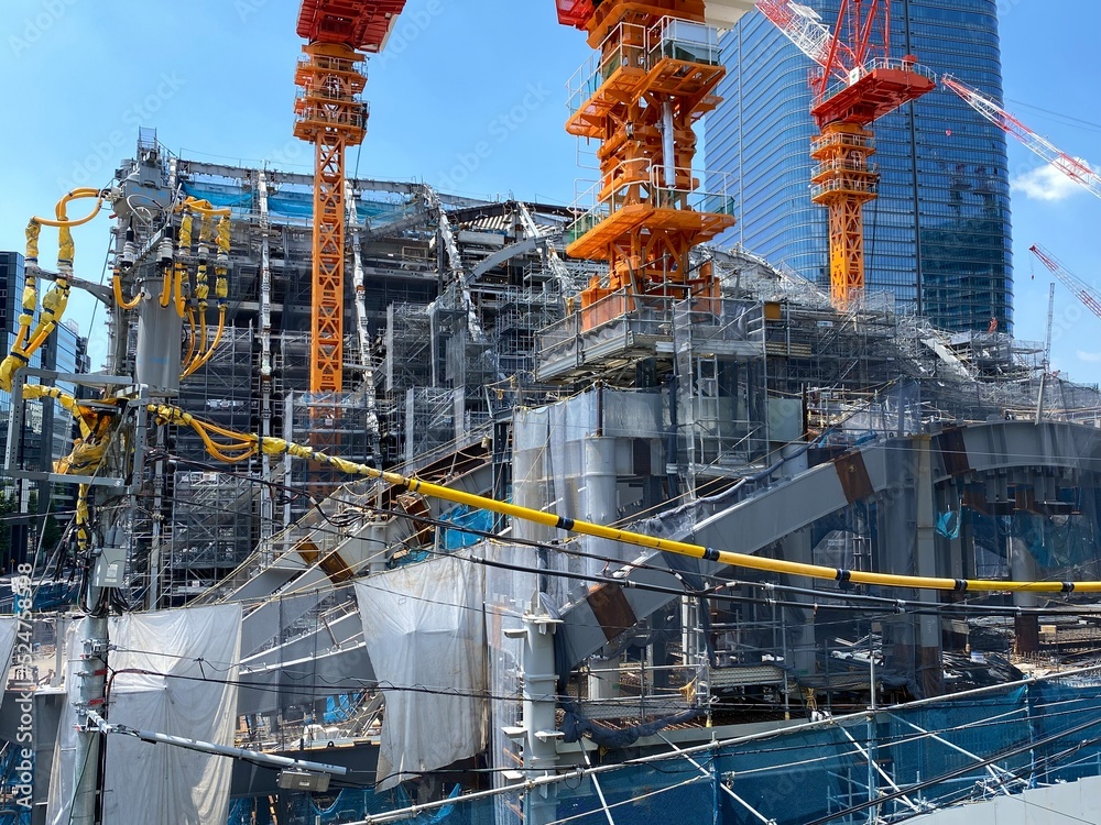 Construction in progress of a new Mori Building redevelopment project ...