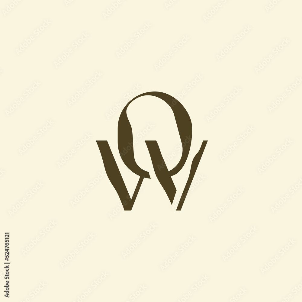 Letter WO with texture grunge logotype. Initial OW curve texture logo ...
