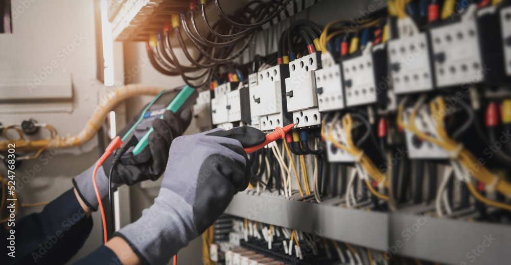 Electricity and electrical maintenance service, Engineer hand holding ...