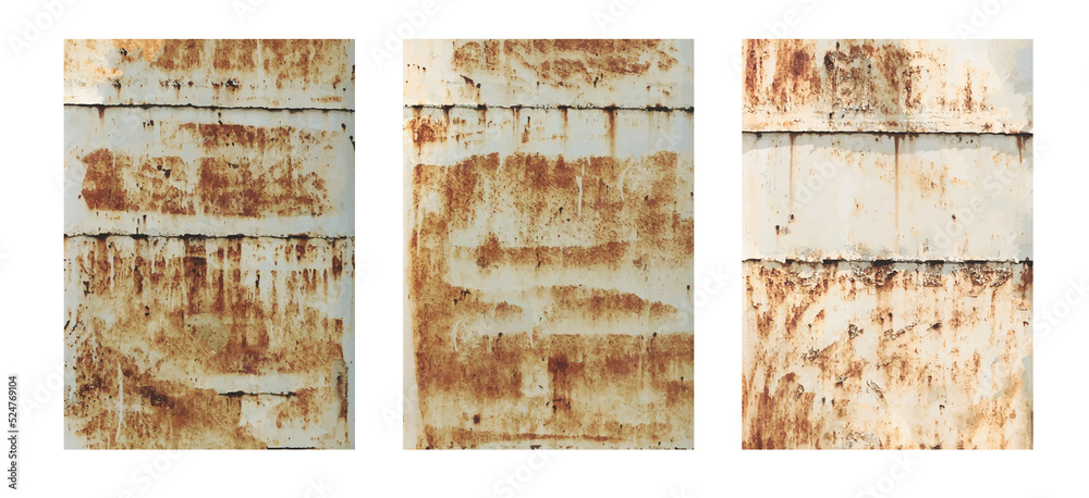 Set of rusted steel plate metal texture background, in A4 size for ...