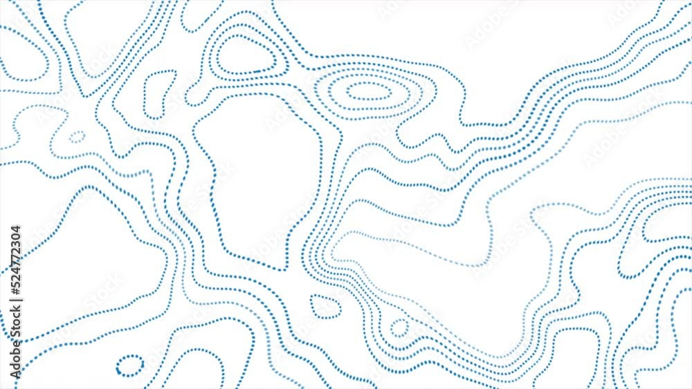Blue dotted lines topographic contour map abstract tech background ...