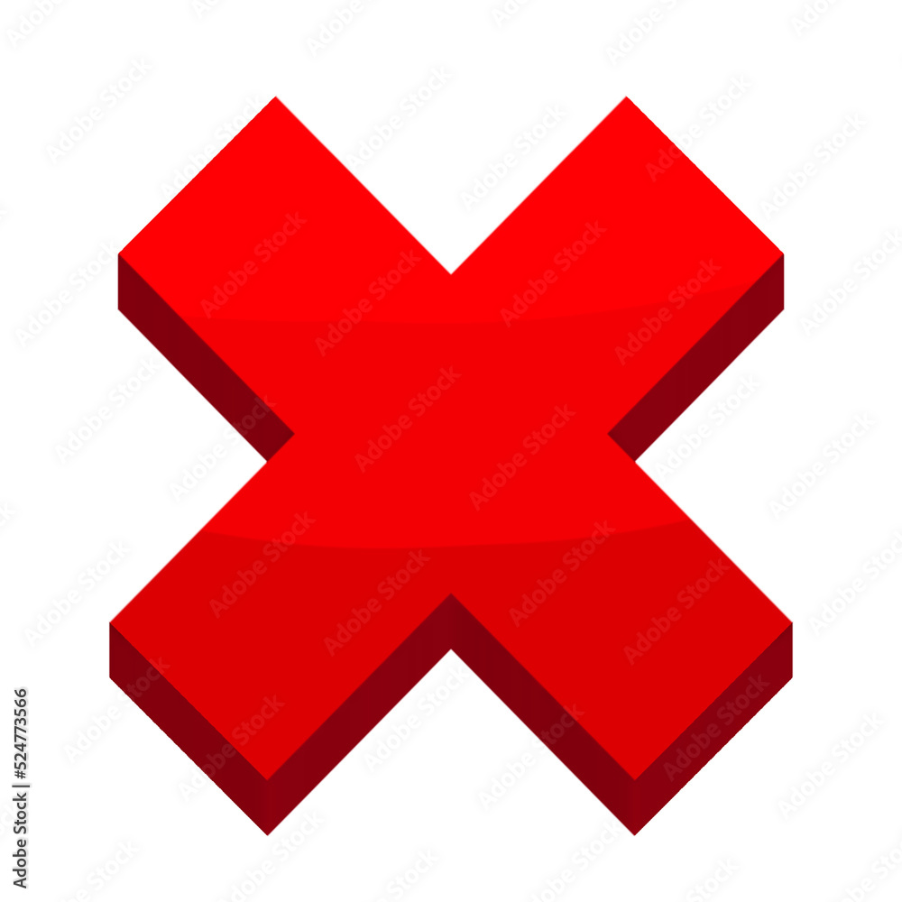 Red wrong mark game asset 2D icon transparent background Stock ...