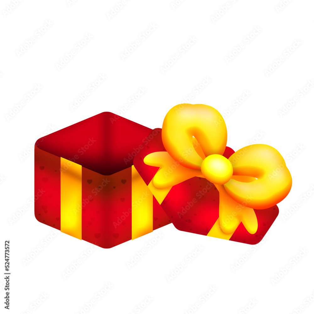 Open gift box game asset 2D icon transparent background Stock ...