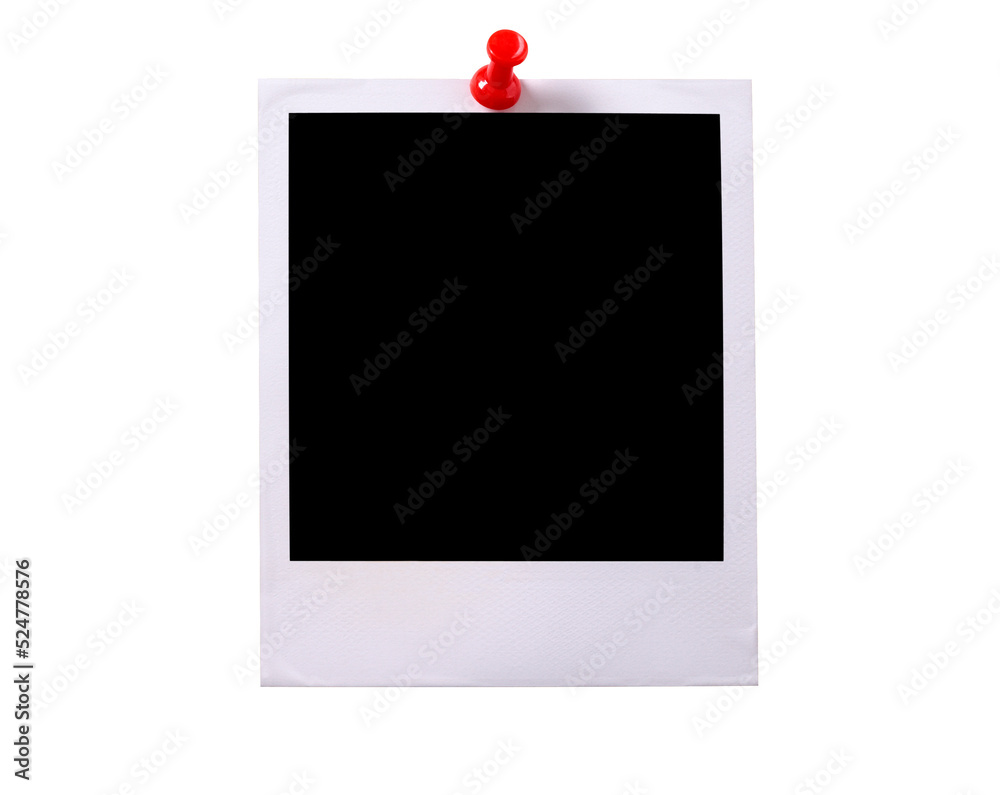 Polaroid style photo frame with pushpin isolated transparent background ...