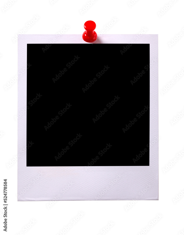Polaroid style photo print with pushpin isolated transparent background ...