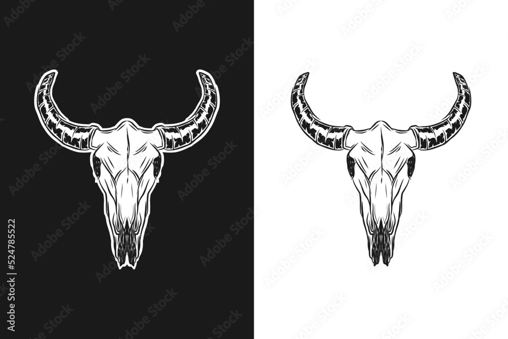 Cow head skull logo design rustic illustration horn vintage farm ...