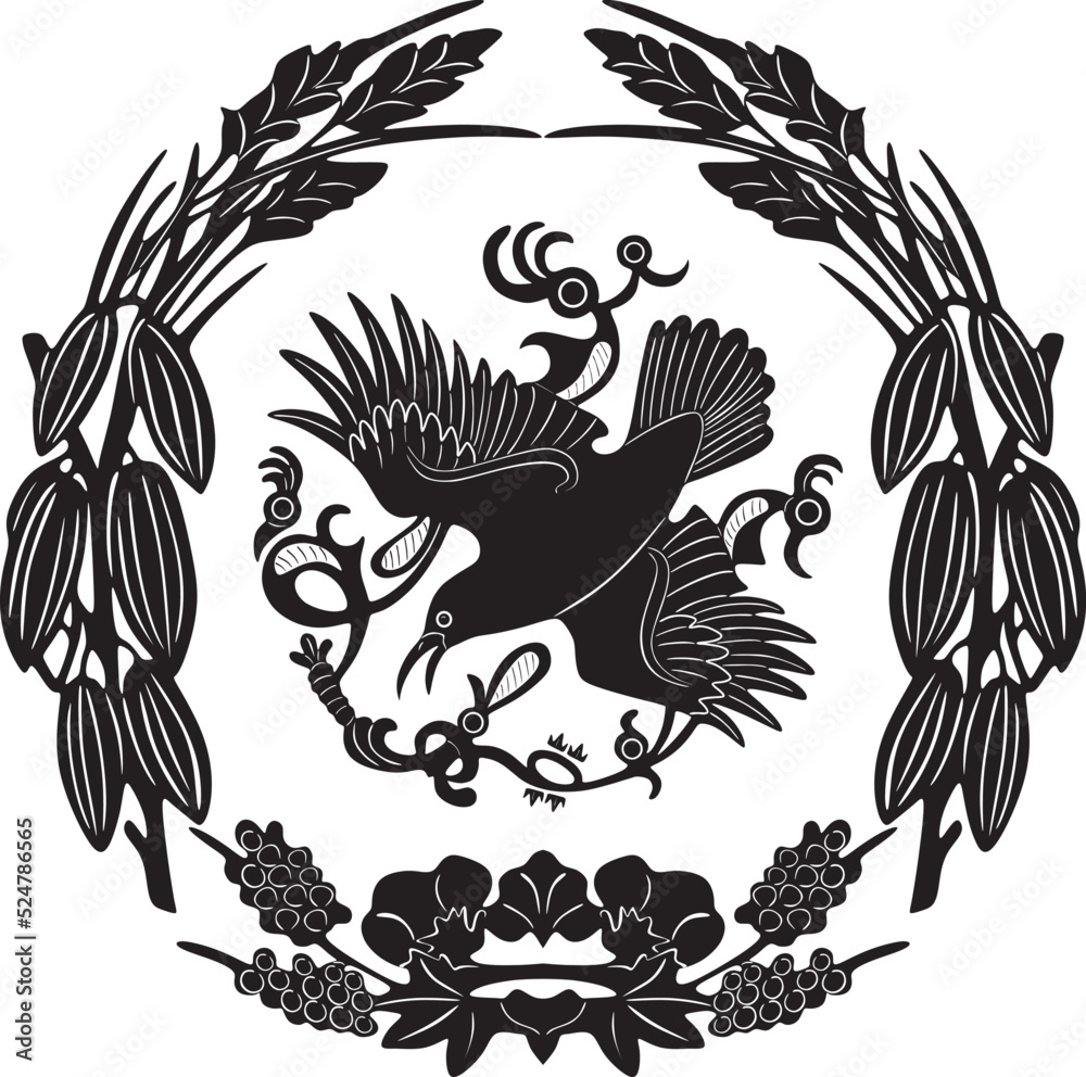 crow bird logo with floral frame Stock Vector | Adobe Stock