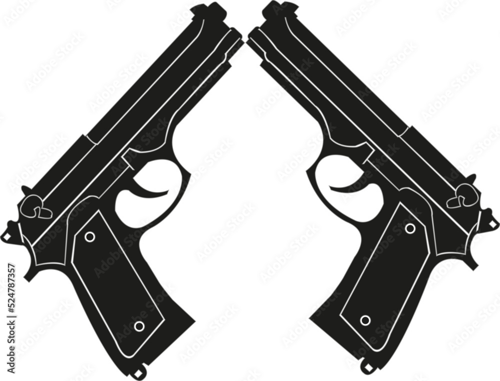 double hand gun pistol svg vector cut file cricut silhouette and design ...