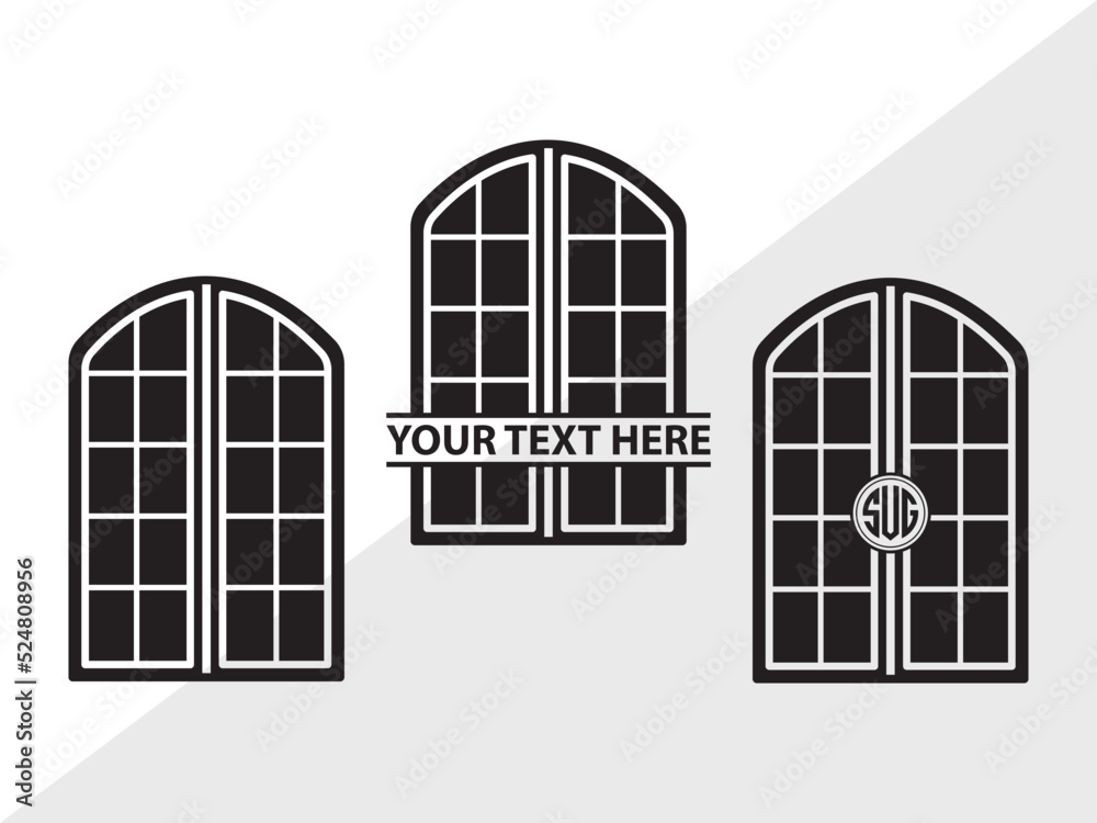 Window Clipart SVG Monogram, Church Windows Svg, Gothic Windows Svg ...