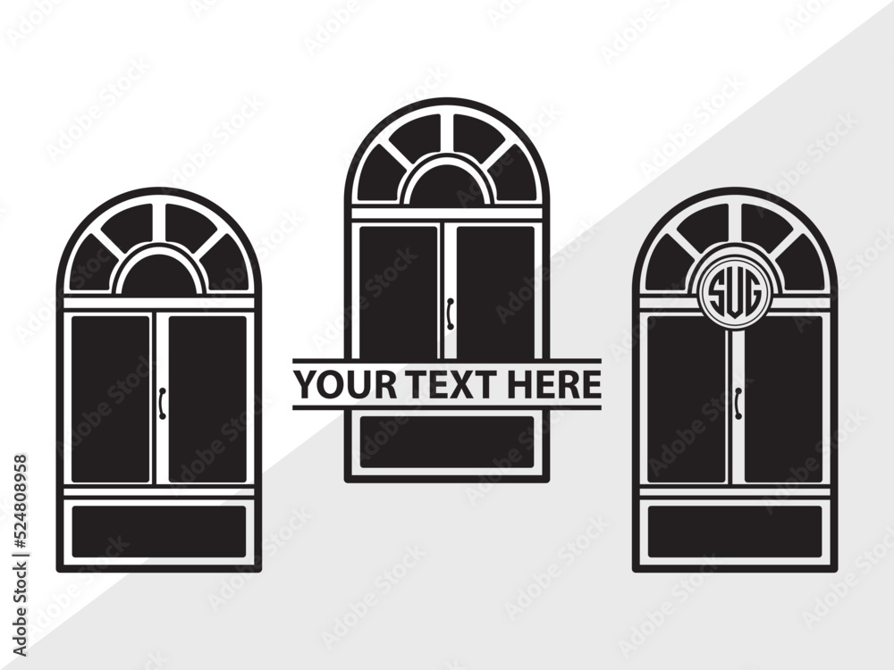 Window Clipart SVG Monogram, Church Windows Svg, Gothic Windows Svg ...