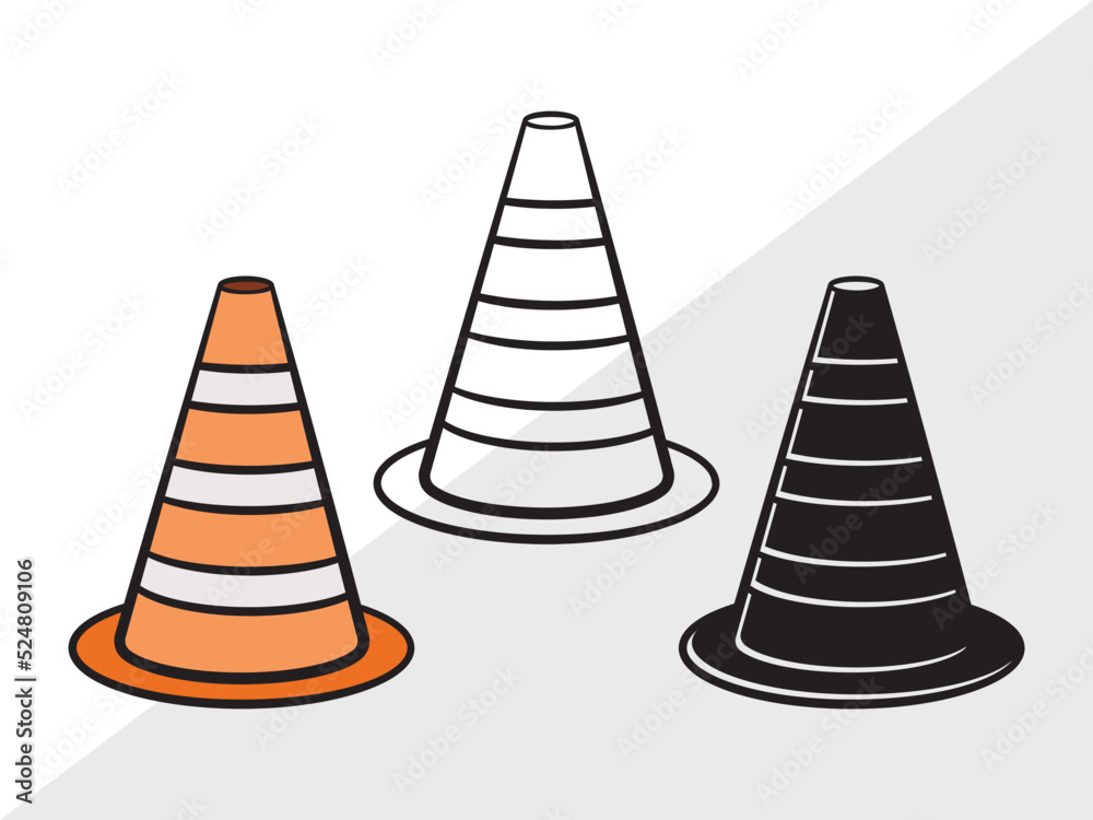Vecteur Stock Traffic Cones Clipart SVG, Cones Svg, Hazard Cone Svg ...
