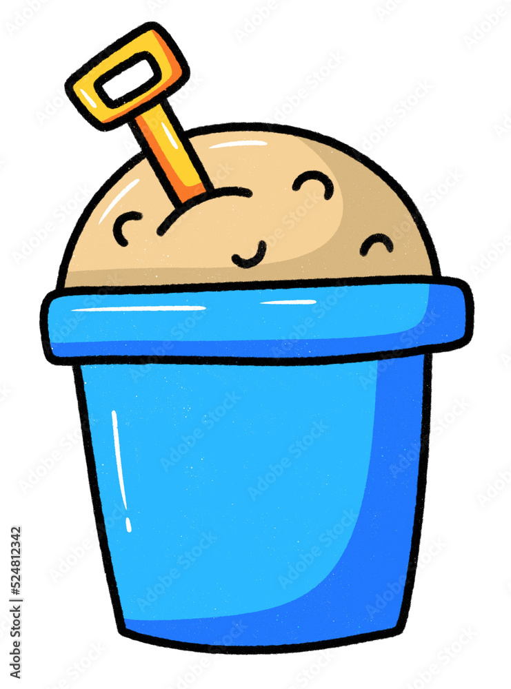 Kids plastic bucket with beach sand cartoon icon Stock Illustration ...