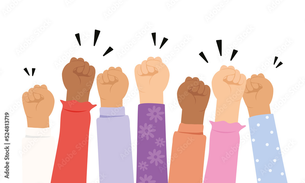 hand symbol of freedom, power of woman, sign of liberty, cheers up ...