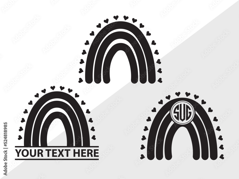 Boho Rainbow Monogram SVG, Rainbow Svg, Pastel Rainbow Svg, Rainbow ...