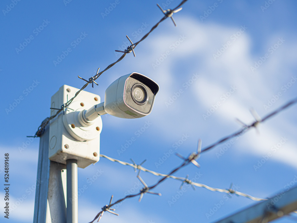Video surveillance systems. Security CCTV camera installed in the ...