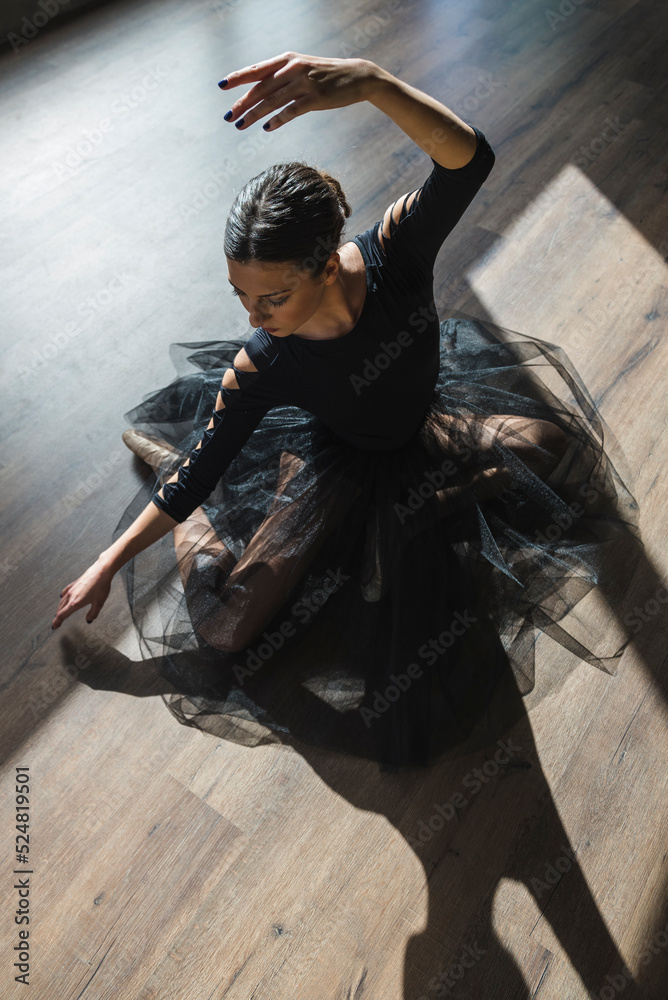 Ballerina laying down dance studio floor Stock Photo | Adobe Stock