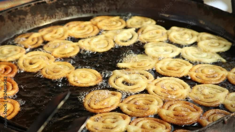 Chef Making Indian Jalebi Also Known As Jilapi, Jilebi, Jilipi, Zulbia ...