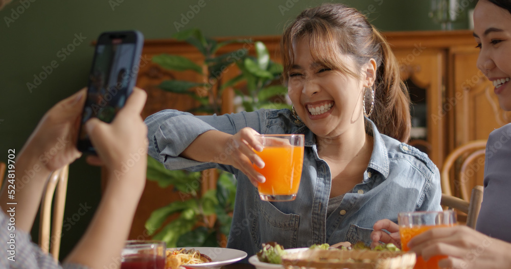 Asia teen girl vlogger talk show share on viral vlog fun speak smile ...