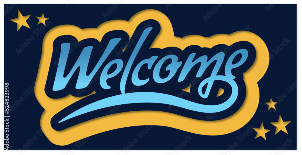 Welcome back banner with layers, shadows and cool colors with graffiti ...