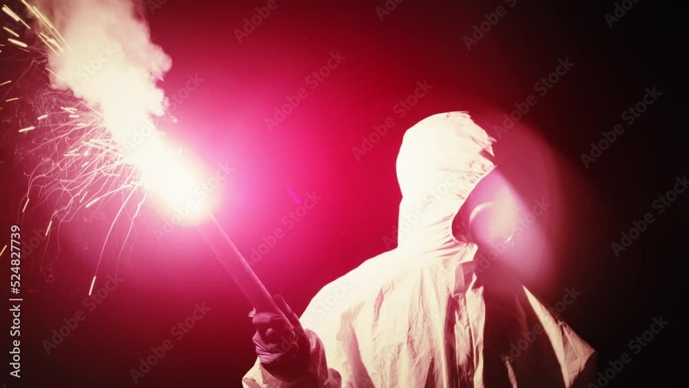 Scientist picking biohazardous samples in the infected area. Wearing ...