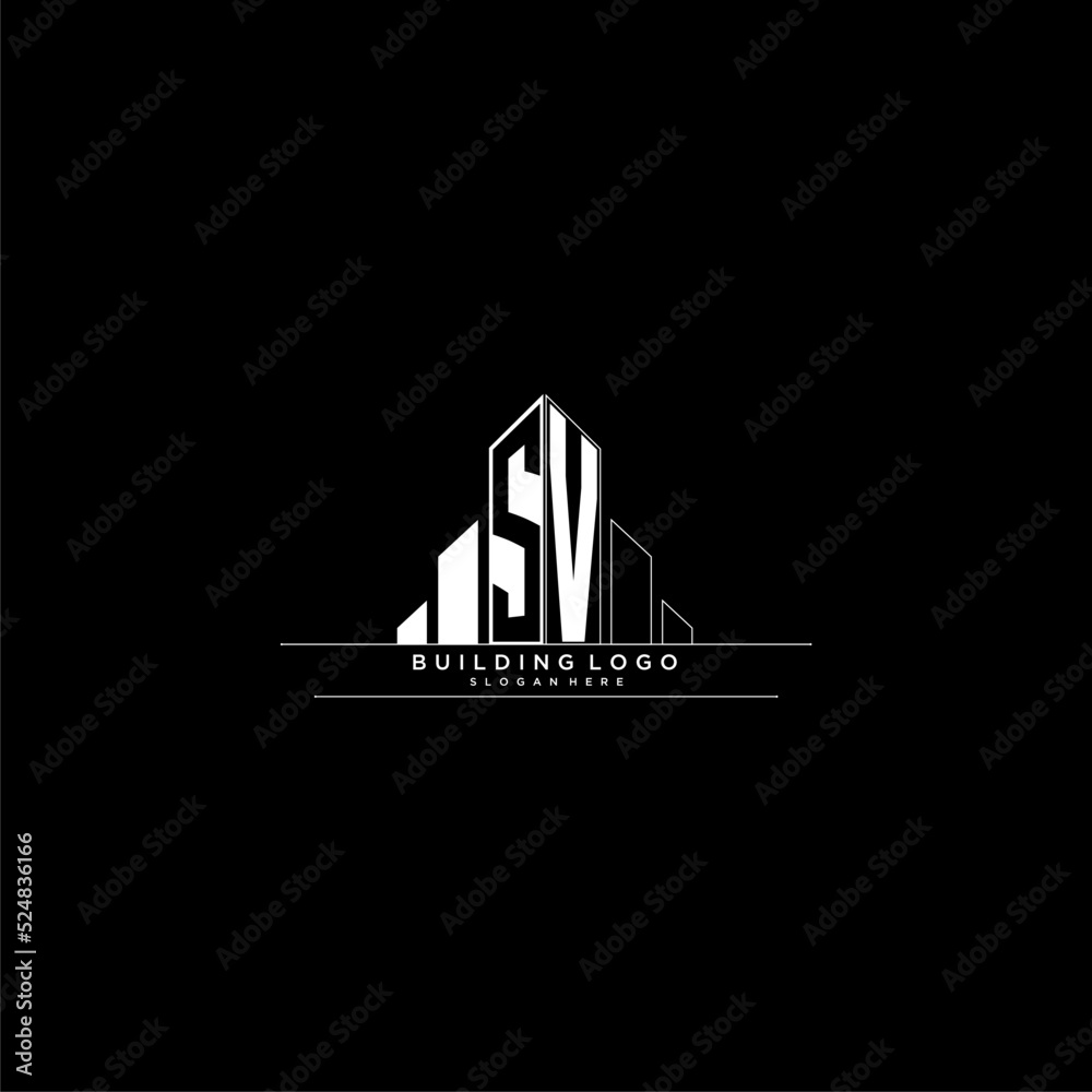 SV initial monogram logo for real estate with building style Stock ...