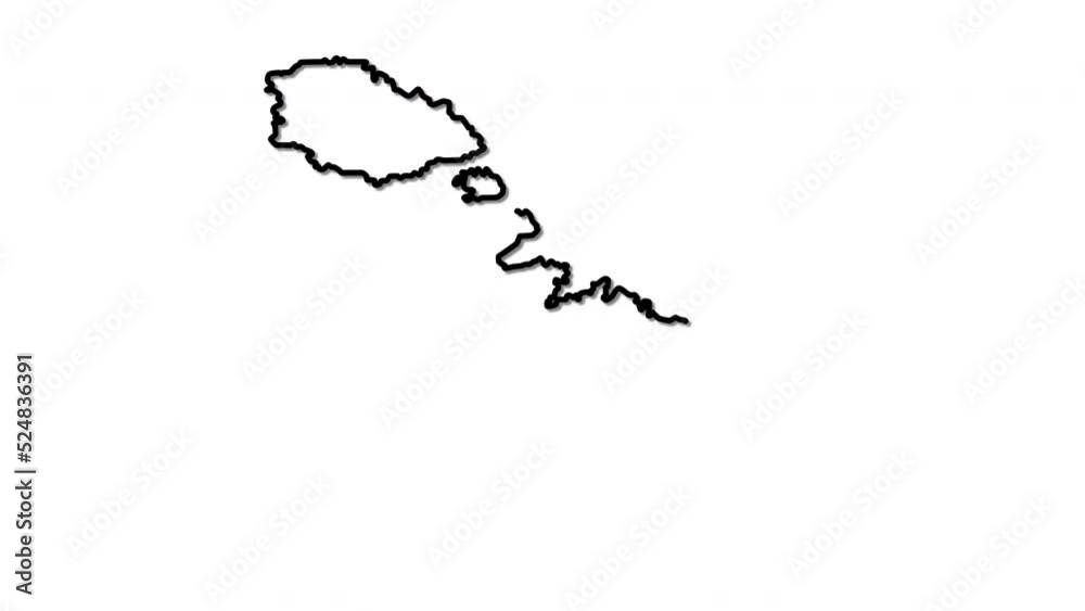 Malta islands, country map, territory outline self drawing animation ...
