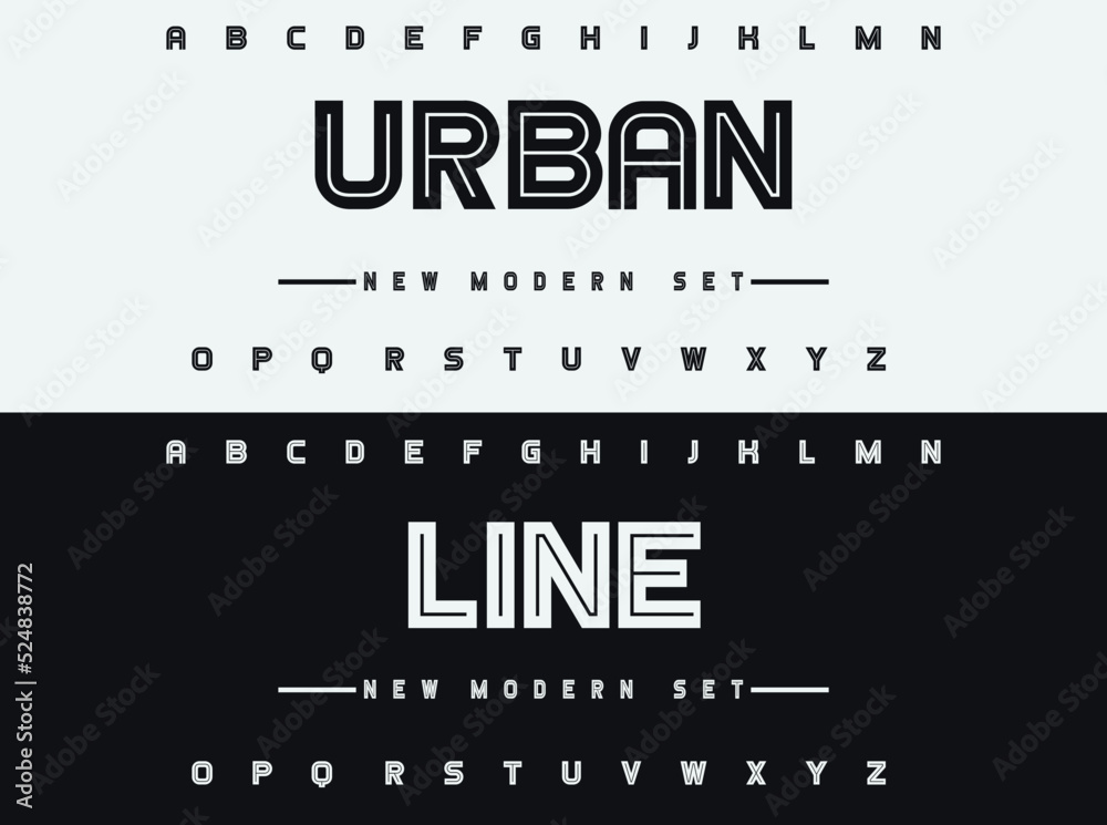 URBAN LINE Modern Bold Font. Regular Italic Number Typography urban ...