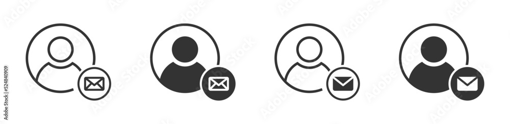Person icon with mail sign. Vector illustration. Stock Vector | Adobe Stock