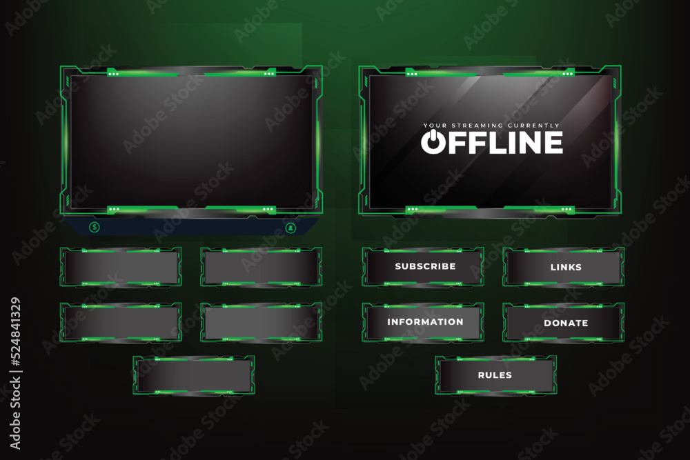 Gaming screen overlay decoration with futuristic shapes and dark color ...