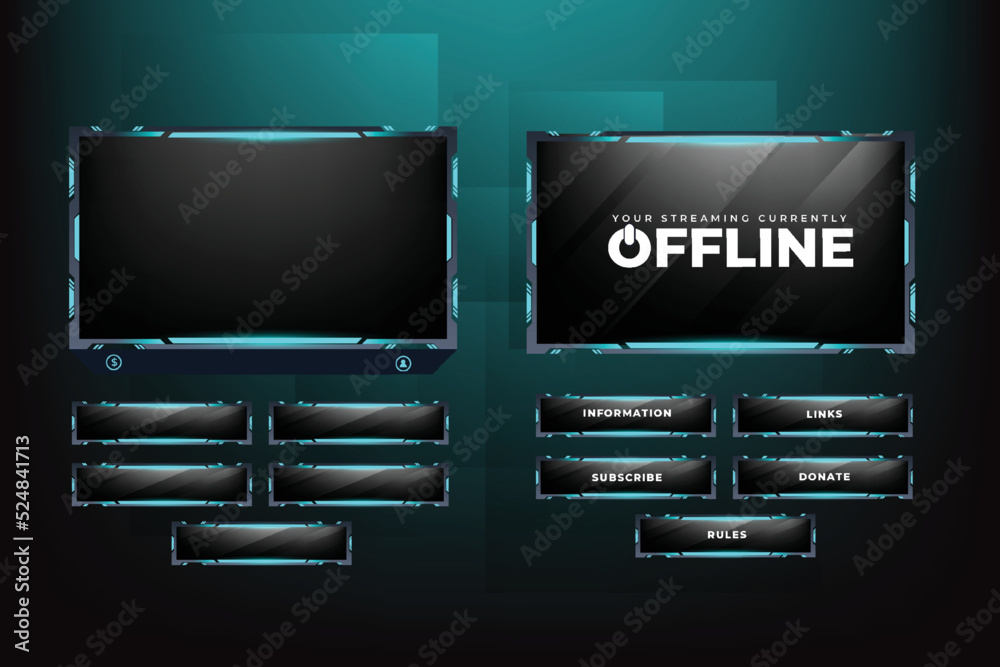 Live broadcasting screen panel design vector with abstract shapes ...