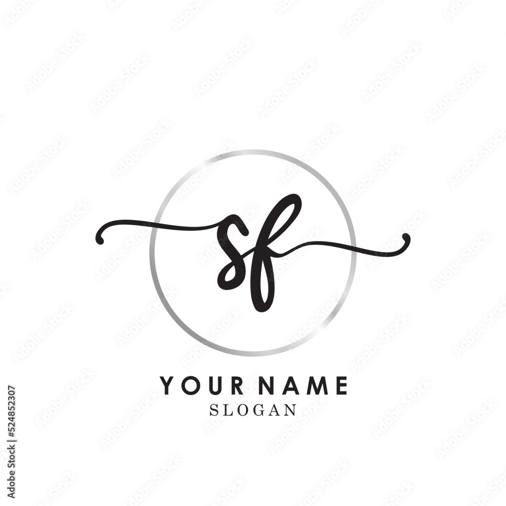 SF Handwriting Initial Logo Letter Design Vector Logo With Circle ...