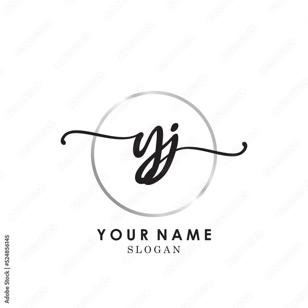 YJ Handwriting Initial Logo Letter Design Vector Logo With Circle ...