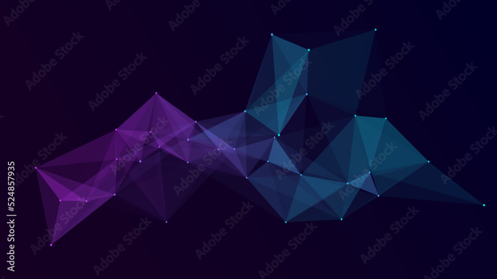 Network Connection Structure Abstract Blue Background With Moving Dots