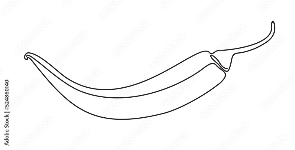 Single continuous line drawing of whole healthy organic hot chili for ...