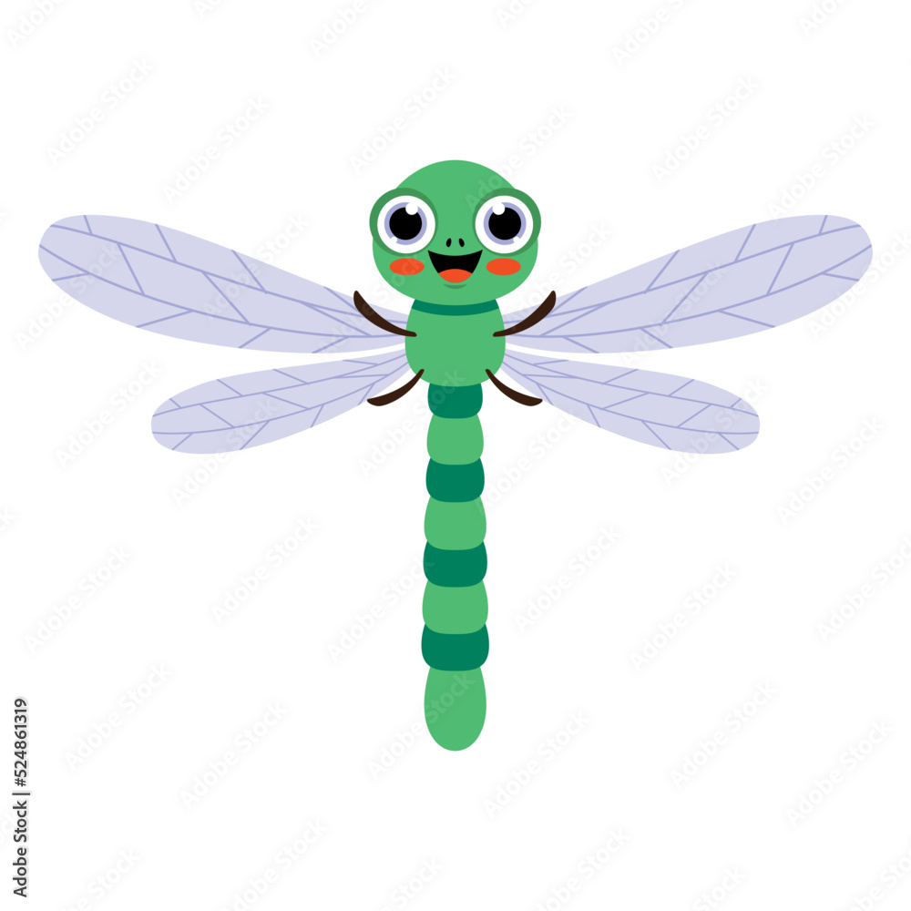 Cartoon Illustration Of A Dragonfly Stock Vector | Adobe Stock
