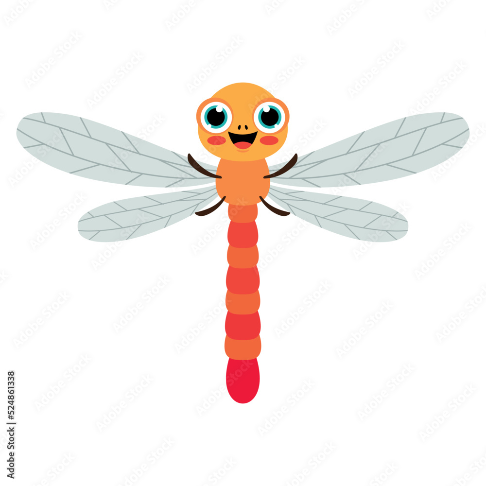 Cartoon Illustration Of A Dragonfly Stock Vector | Adobe Stock