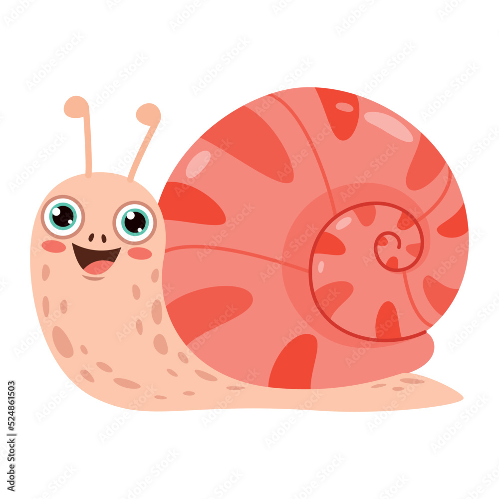 Cartoon Illustration Of A Snail Stock Vector | Adobe Stock