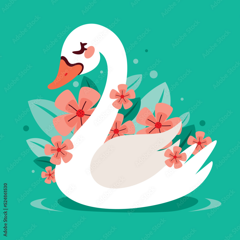 Cartoon Illustration Of A Swan Stock Vector | Adobe Stock