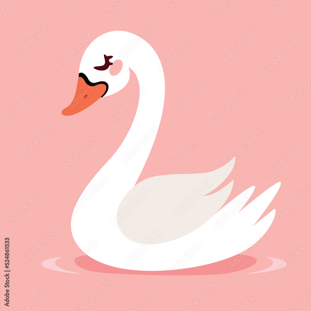Cartoon Illustration Of A Swan Stock Vector | Adobe Stock