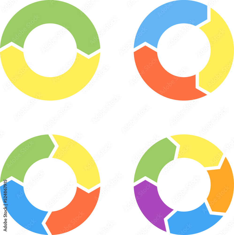 Set of four circular items for infographics. Vector presets for pie ...